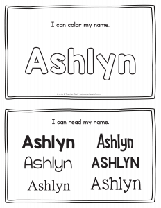 Ashlyn - Name Printables for Handwriting Practice - A to Z Teacher Stuff