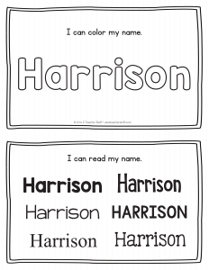 Harrison - Name Printables for Handwriting Practice - A to Z Teacher Stuff