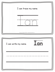 Ian - Name Printables for Handwriting Practice - A to Z Teacher Stuff
