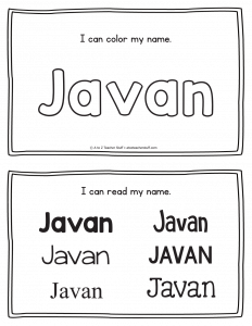 Javan - Name Printables for Handwriting Practice - A to Z Teacher Stuff