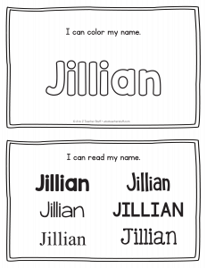 Jillian - Name Printables for Handwriting Practice - A to Z Teacher Stuff