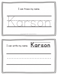Karson - Name Printables for Handwriting Practice - A to Z Teacher Stuff