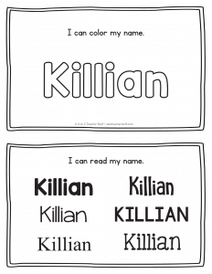 Killian - Name Printables for Handwriting Practice - A to Z Teacher Stuff