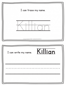 Killian - Name Printables for Handwriting Practice - A to Z Teacher Stuff