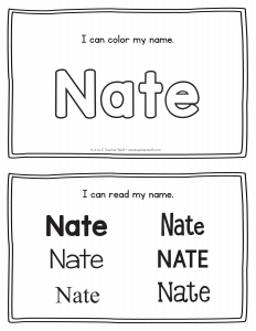Nate - Name Printables for Handwriting Practice - A to Z Teacher Stuff