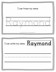 Raymond - Name Printables for Handwriting Practice - A to Z Teacher Stuff