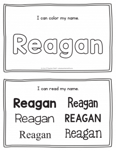Reagan - Name Printables for Handwriting Practice - A to Z Teacher Stuff