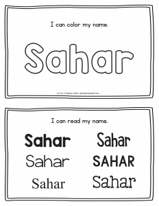 Sahar - Name Printables for Handwriting Practice - A to Z Teacher Stuff