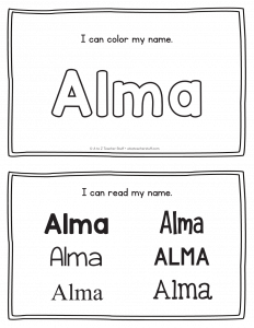 Alma - Name Printables for Handwriting Practice - A to Z Teacher Stuff