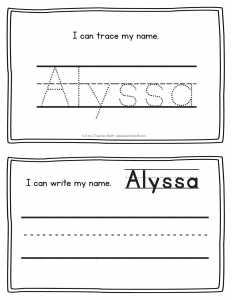 Alyssa - Name Printables for Handwriting Practice - A to Z Teacher Stuff