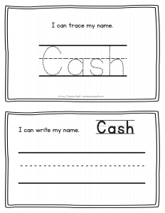 Cash - Name Printables for Handwriting Practice - A to Z Teacher Stuff
