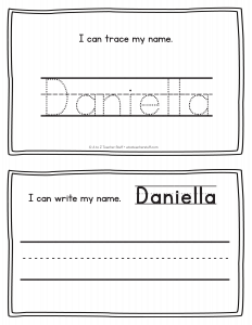 Daniella - Name Printables for Handwriting Practice - A to Z Teacher Stuff