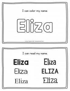 Eliza - Name Printables for Handwriting Practice - A to Z Teacher Stuff