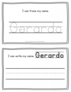 Gerardo - Name Printables for Handwriting Practice - A to Z Teacher Stuff