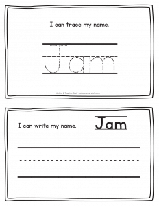 Jam - Name Printables for Handwriting Practice - A to Z Teacher Stuff