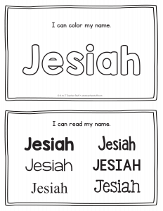 Jesiah - Name Printables for Handwriting Practice - A to Z Teacher Stuff