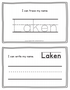 Laken - Name Printables for Handwriting Practice - A to Z Teacher Stuff