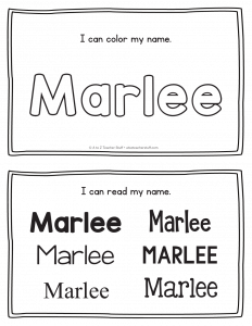 Marlee - Name Printables for Handwriting Practice - A to Z Teacher Stuff