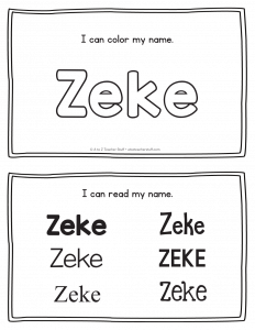 Zeke - Name Printables for Handwriting Practice - A to Z Teacher Stuff
