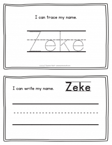 Zeke - Name Printables for Handwriting Practice - A to Z Teacher Stuff