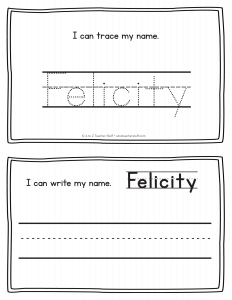 Felicity - Name Printables for Handwriting Practice - A to Z Teacher Stuff