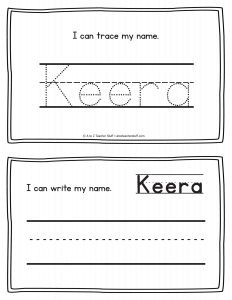 Keera - Name Printables for Handwriting Practice - A to Z Teacher Stuff