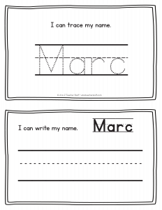 Marc - Name Printables for Handwriting Practice - A to Z Teacher Stuff
