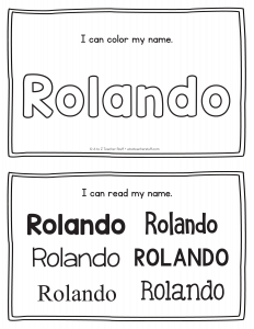 Rolando - Name Printables for Handwriting Practice - A to Z Teacher Stuff