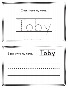 Toby - Name Printables for Handwriting Practice - A to Z Teacher Stuff
