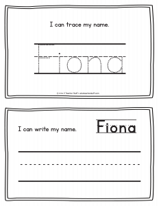 Fiona - Name Printables for Handwriting Practice - A to Z Teacher Stuff