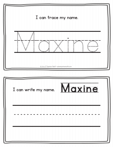 Maxine - Name Printables for Handwriting Practice - A to Z Teacher Stuff