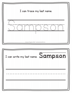 Sampson - Name Printables for Handwriting Practice - A to Z Teacher Stuff