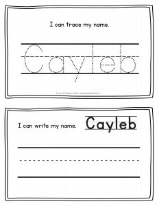 Cayleb - Name Printables for Handwriting Practice - A to Z Teacher Stuff