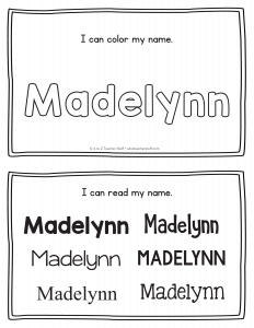 Madelynn - Name Printables for Handwriting Practice - A to Z Teacher Stuff