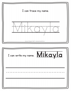 Mikayla - Name Printables for Handwriting Practice - A to Z Teacher Stuff