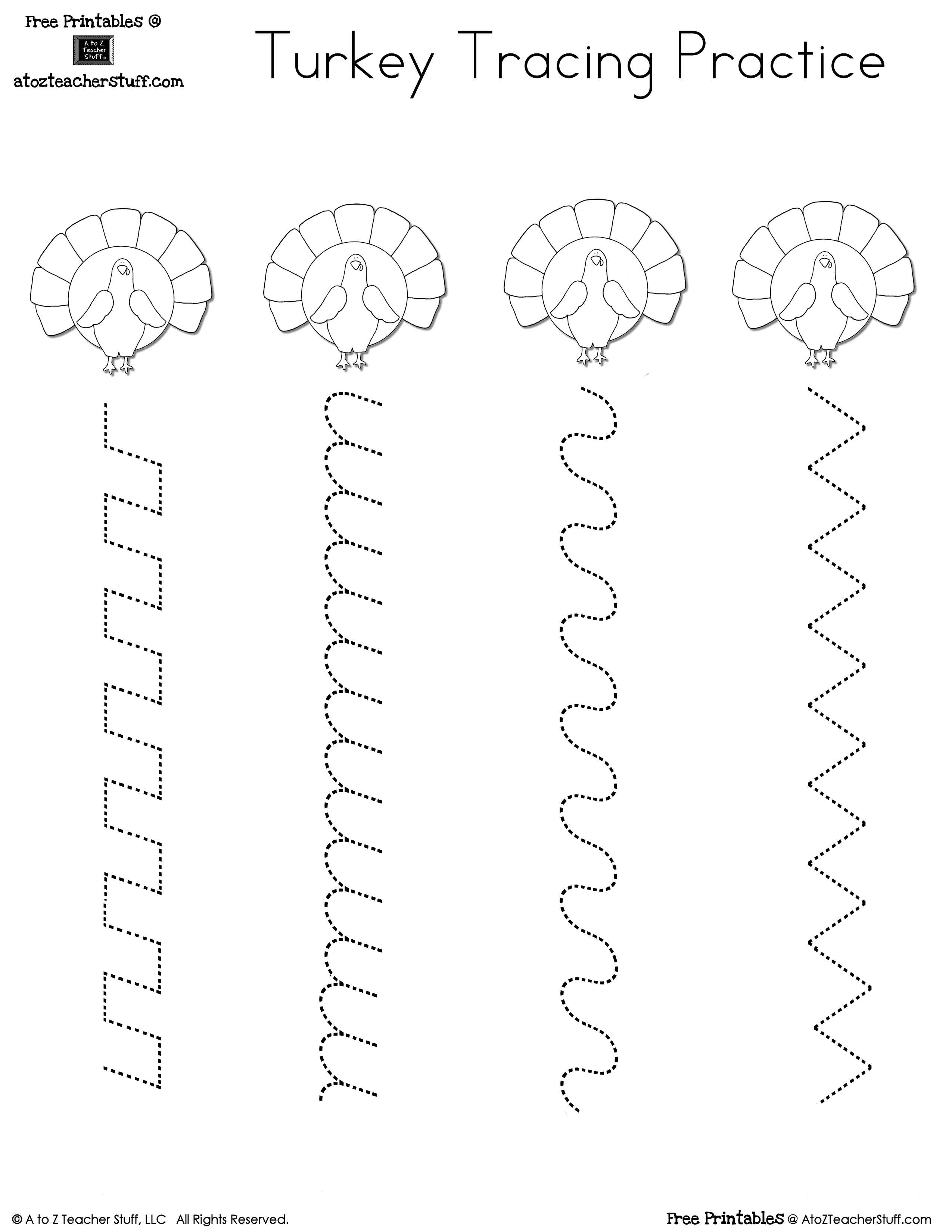 Turkey Number Tracing - A to Z Teacher Stuff